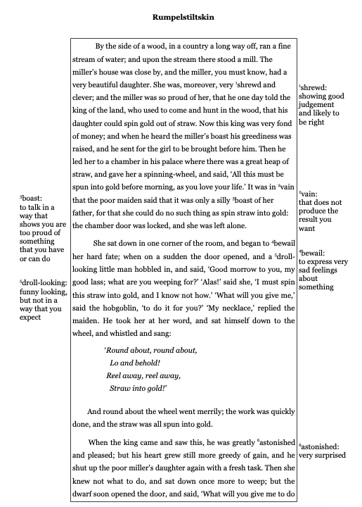 Rumpelstiltskin – Short Story Worksheets